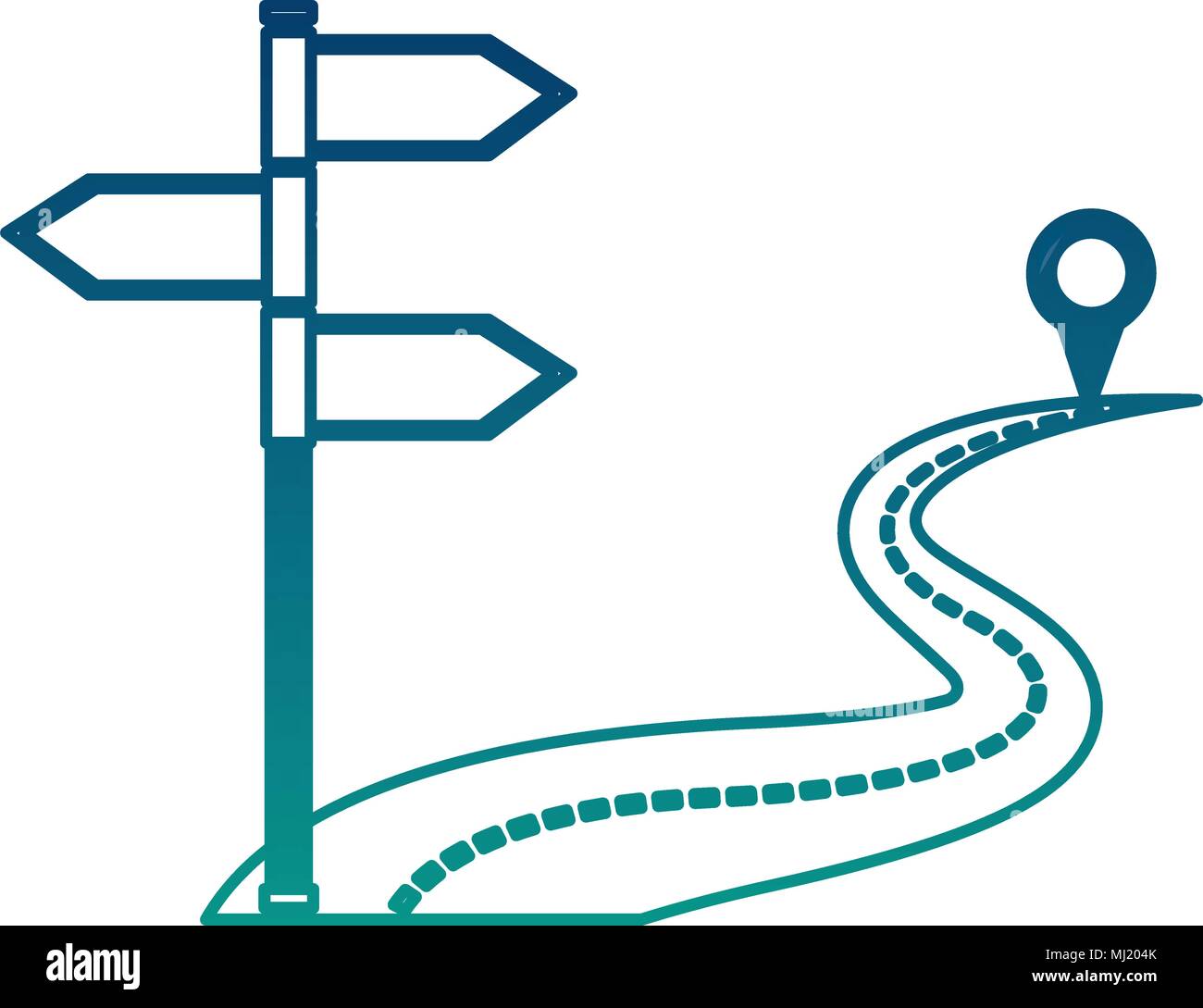 way road with location pin and arrows sign vector illustration design ...
