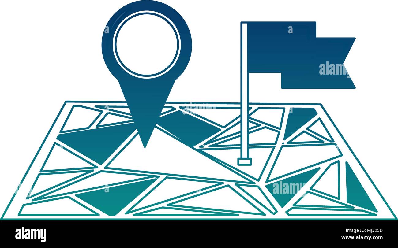 paper map guide pointer and flag vector illustration design Stock ...