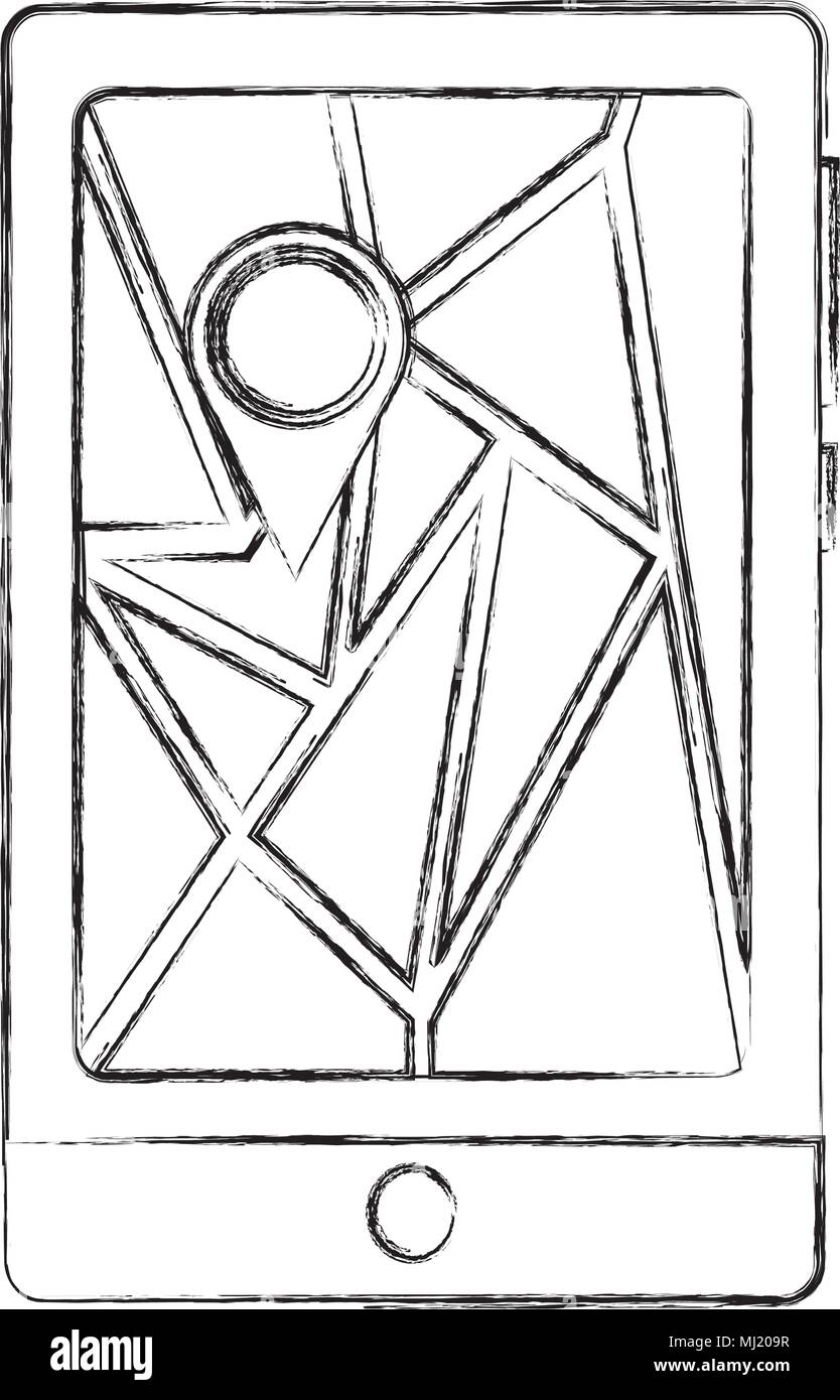 gps navigation map in smartphone with pin map city vector illustration ...