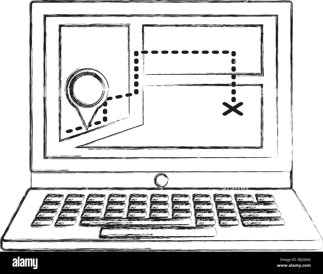 laptop with position gps navigation route vector illustration sketch ... laptop with position gps navigation route vector illustration sketch ...