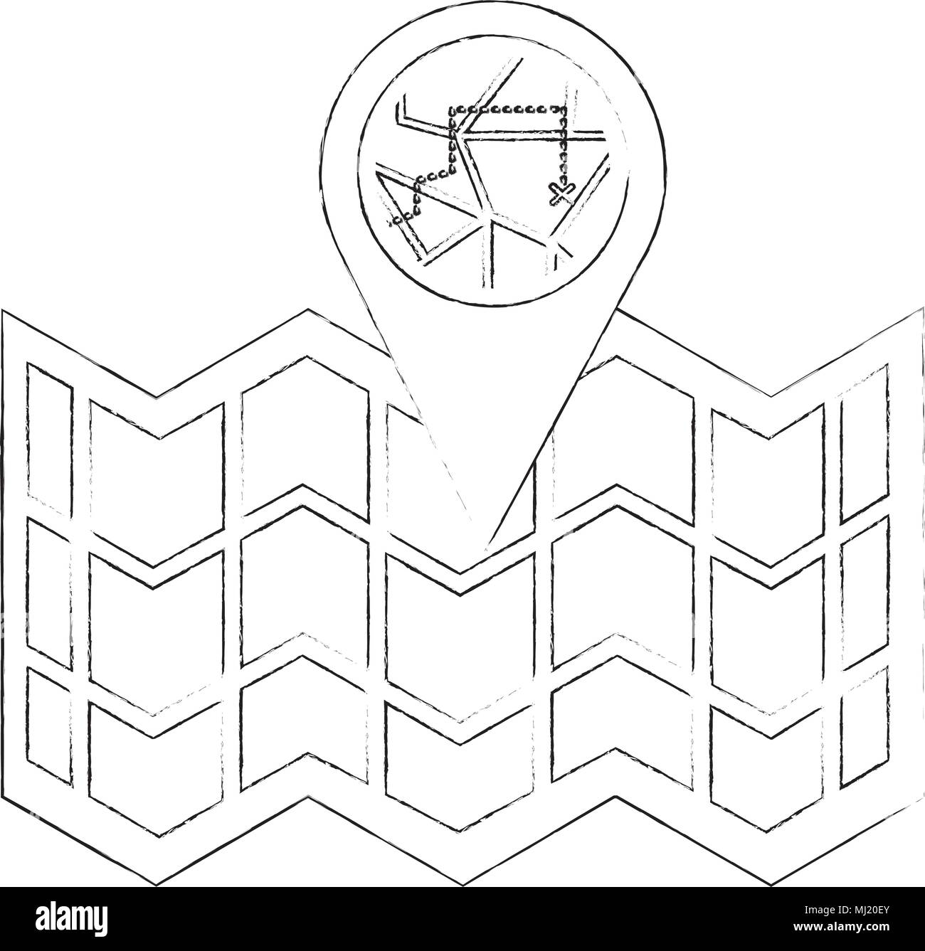 gps navigation geolocation map pointer pin vector illustration sketch ...