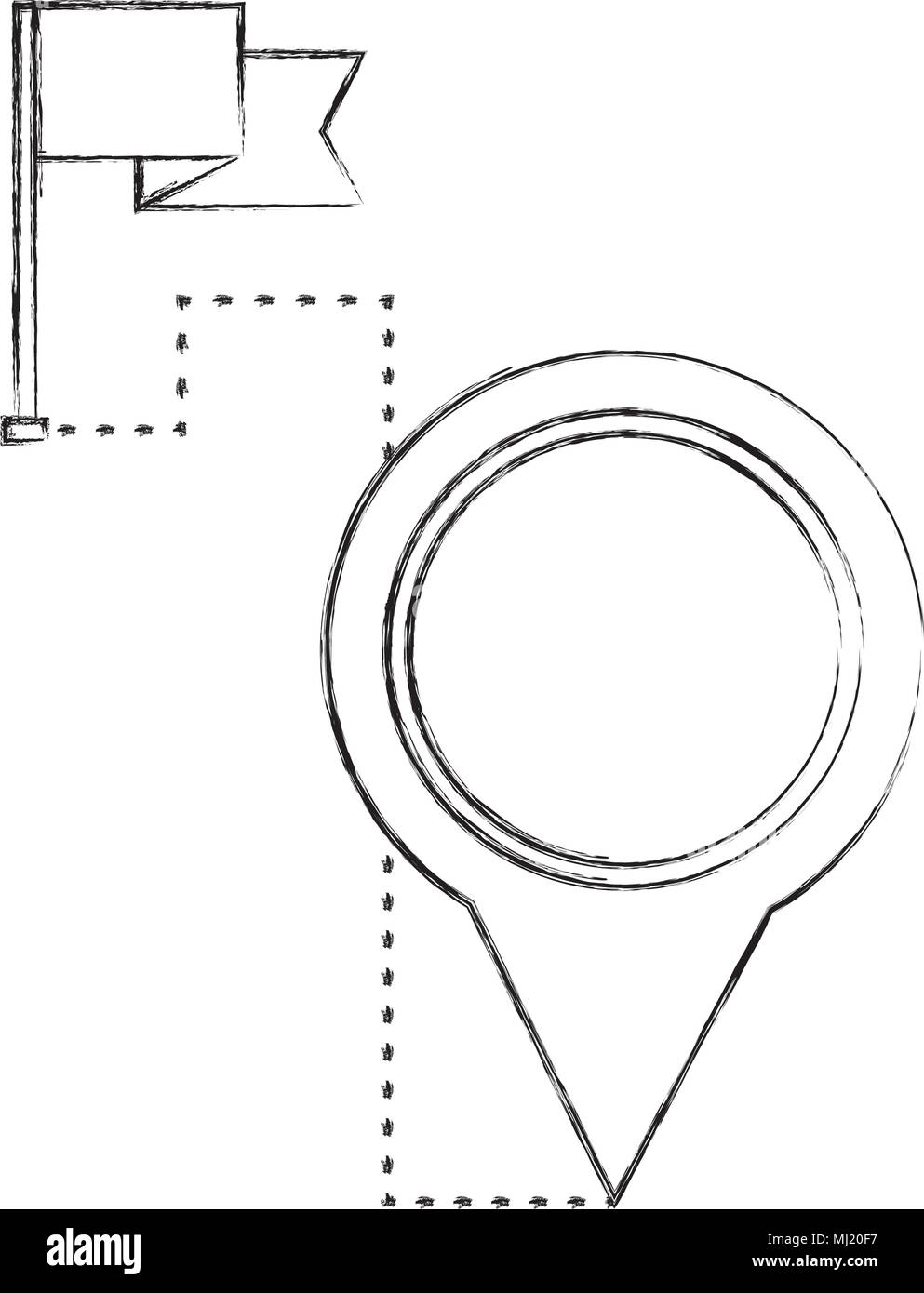 gps navigation flag and pin map route vector illustration sketch Stock Vector Image & Art - Alamy