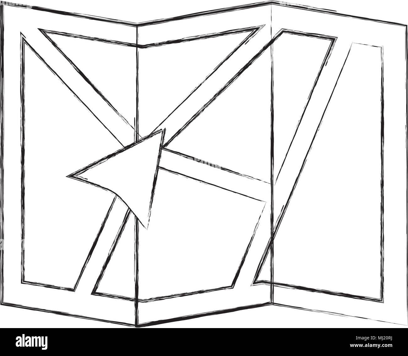 gps navigation folded map arrow direction app vector illustration ...