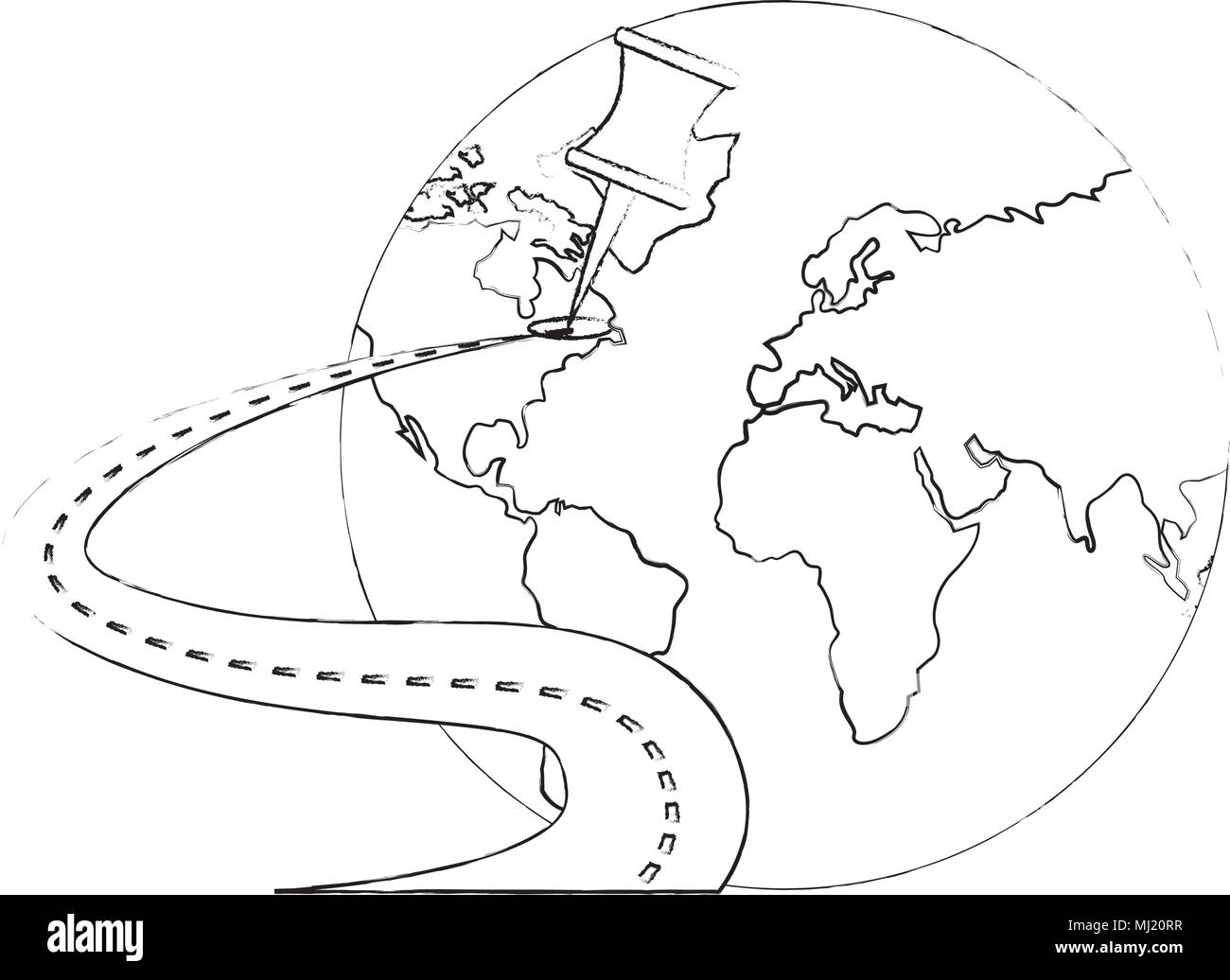 world map route location gps navigation vector illustration sketch ...