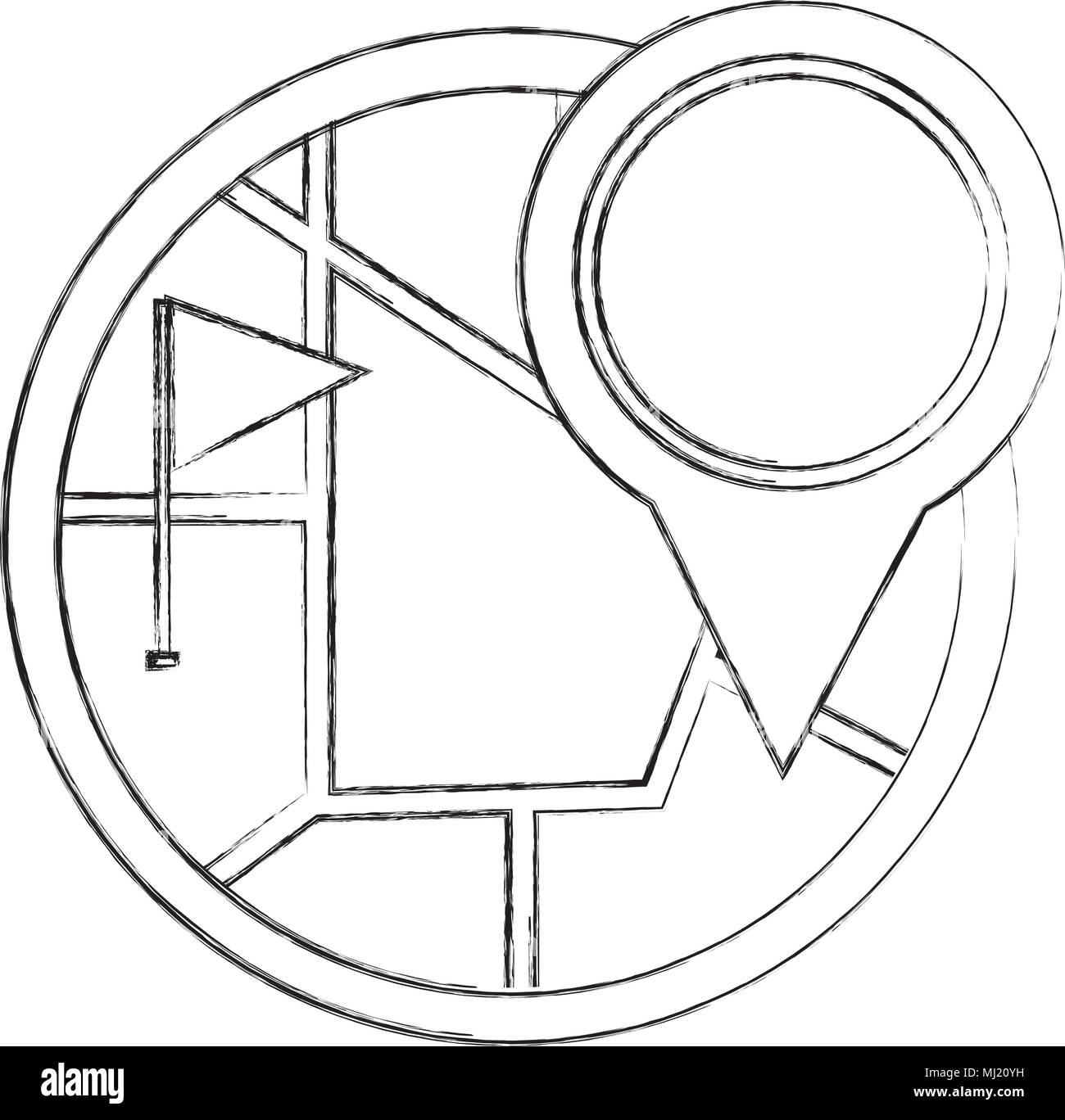 gps navigation flag pointer pin map button app vector illustration sketch Stock Vector Image ...