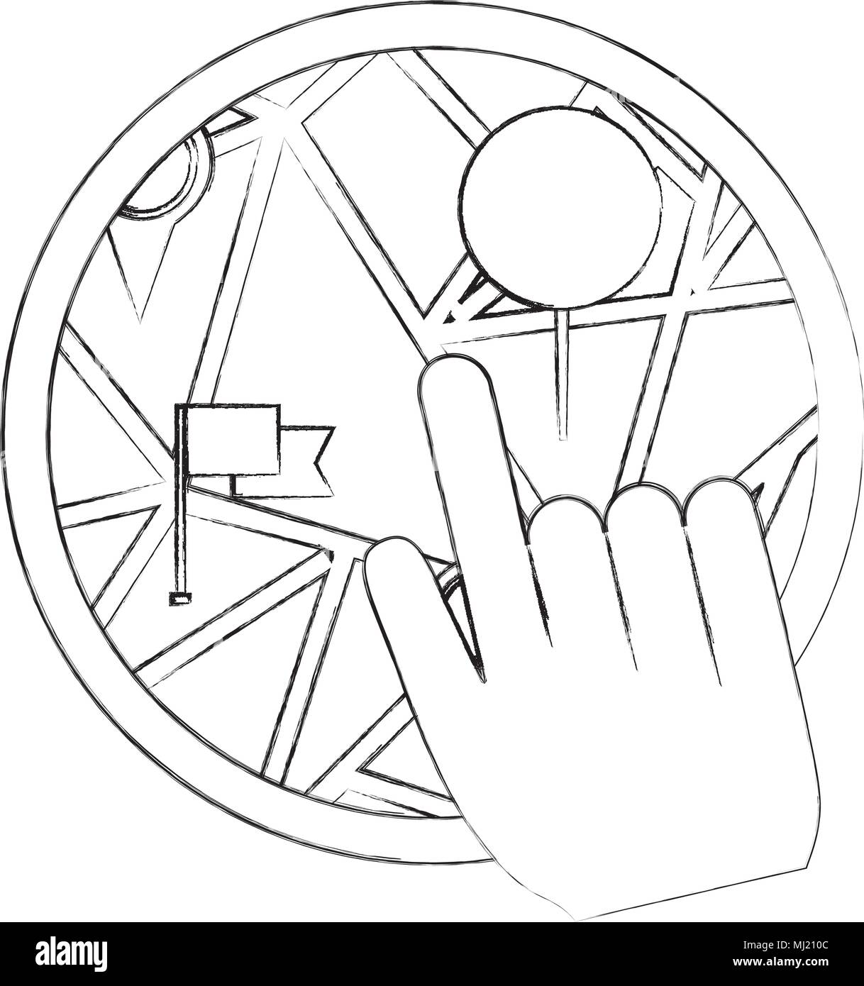 hand cursor click on map pin gps navigation vector illustration sketch Stock Vector Image & Art ...