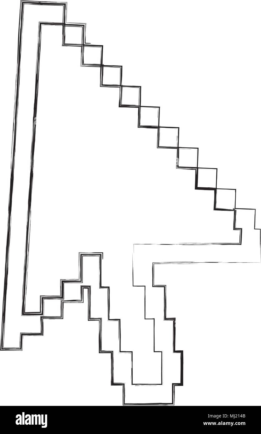 pixel cursor arrow internet icon vector illustration sketch Stock ...