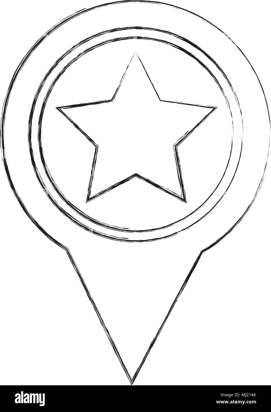 gps navigation pointer map with star vector illustration sketch Stock ...