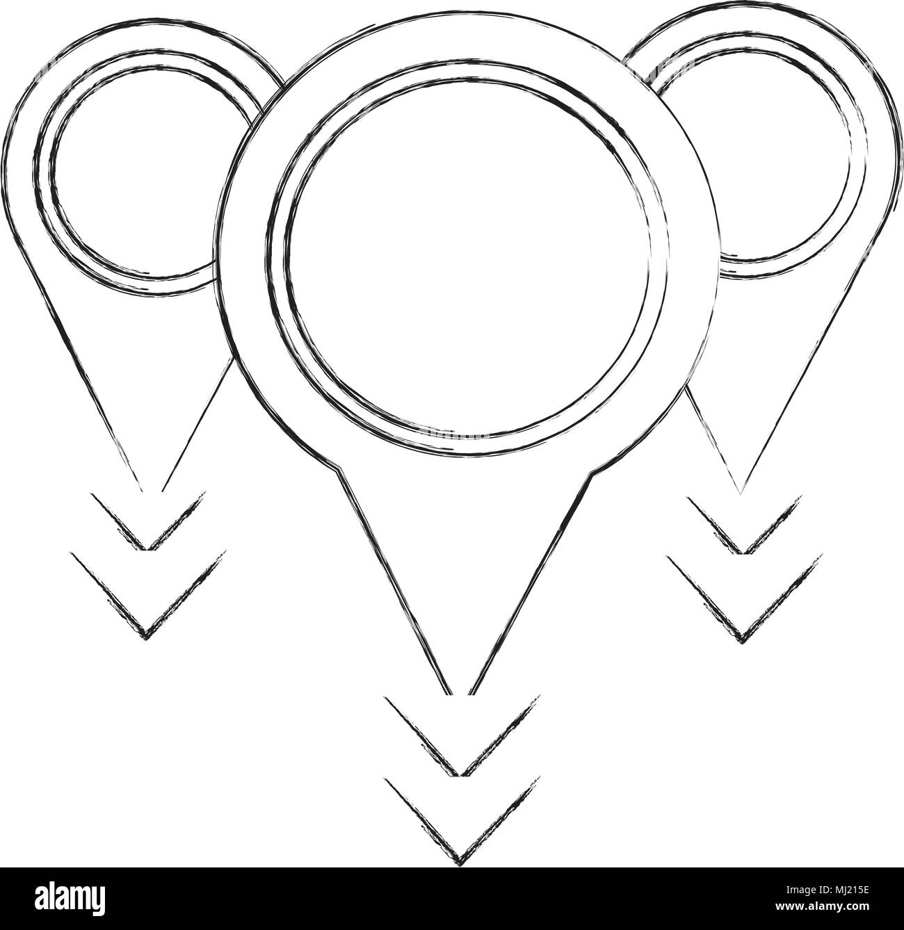 gps navigation pointer map markers image vector illustration sketch ...