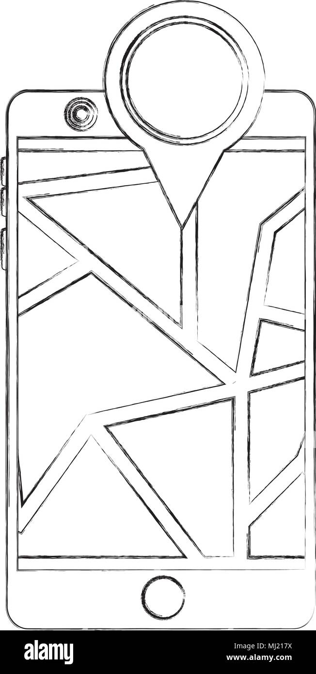 gps navigation smartphone location pin map vector illustration sketch ...