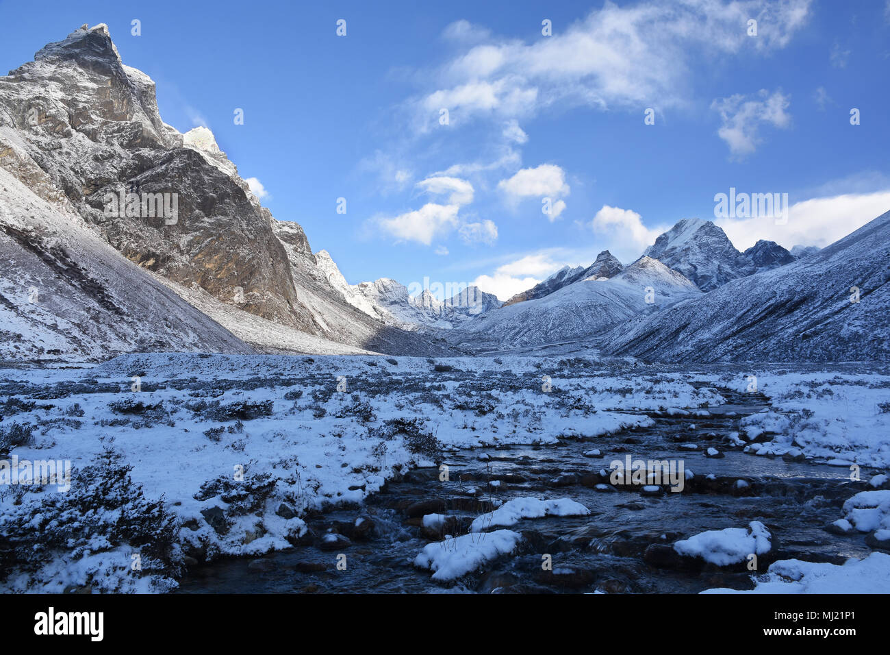Pheriche Valley, Nepal, in the winter at sunrise Stock Photo - Alamy