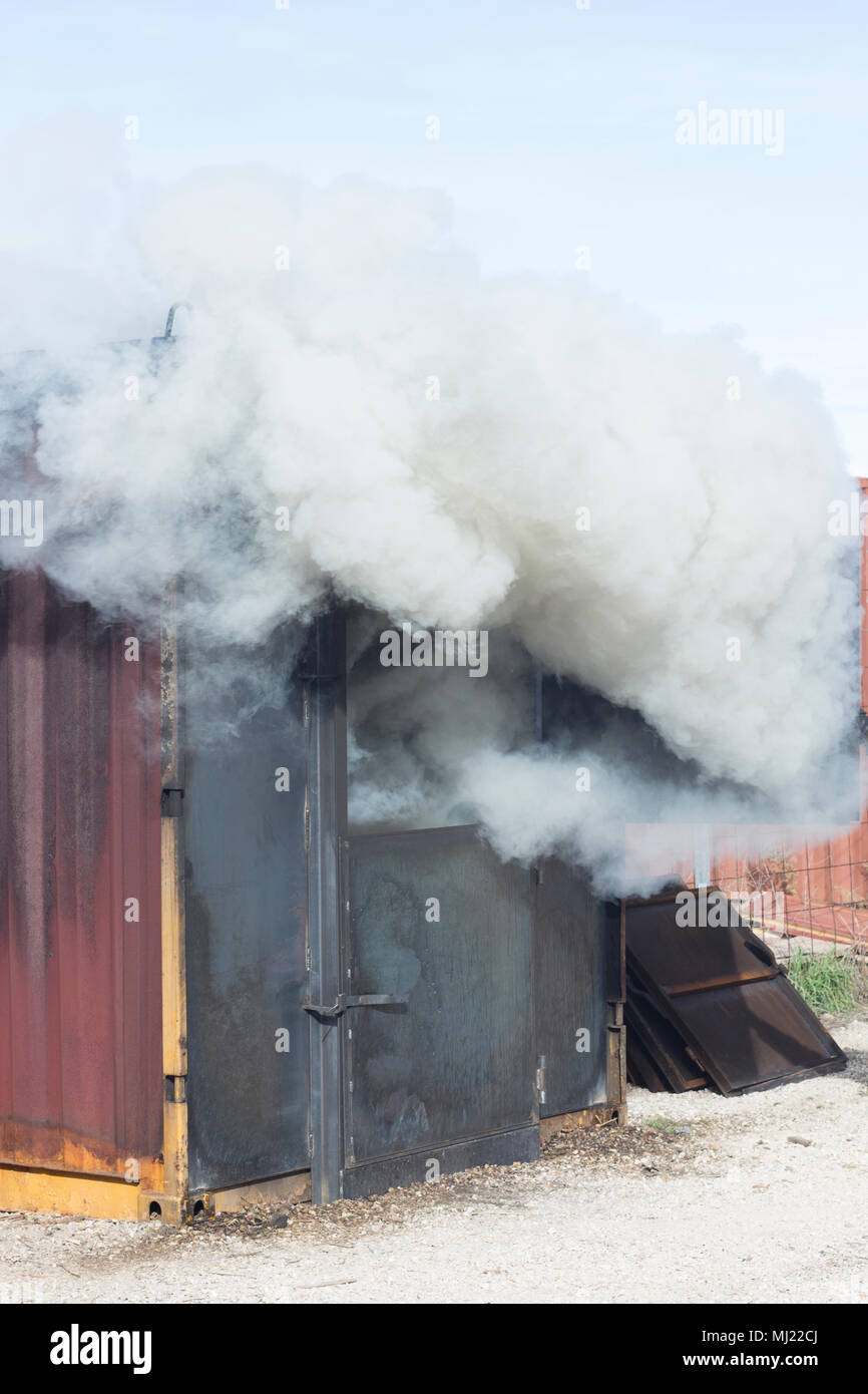 Fire station firefighter training equipment used by fireman to simulate ...