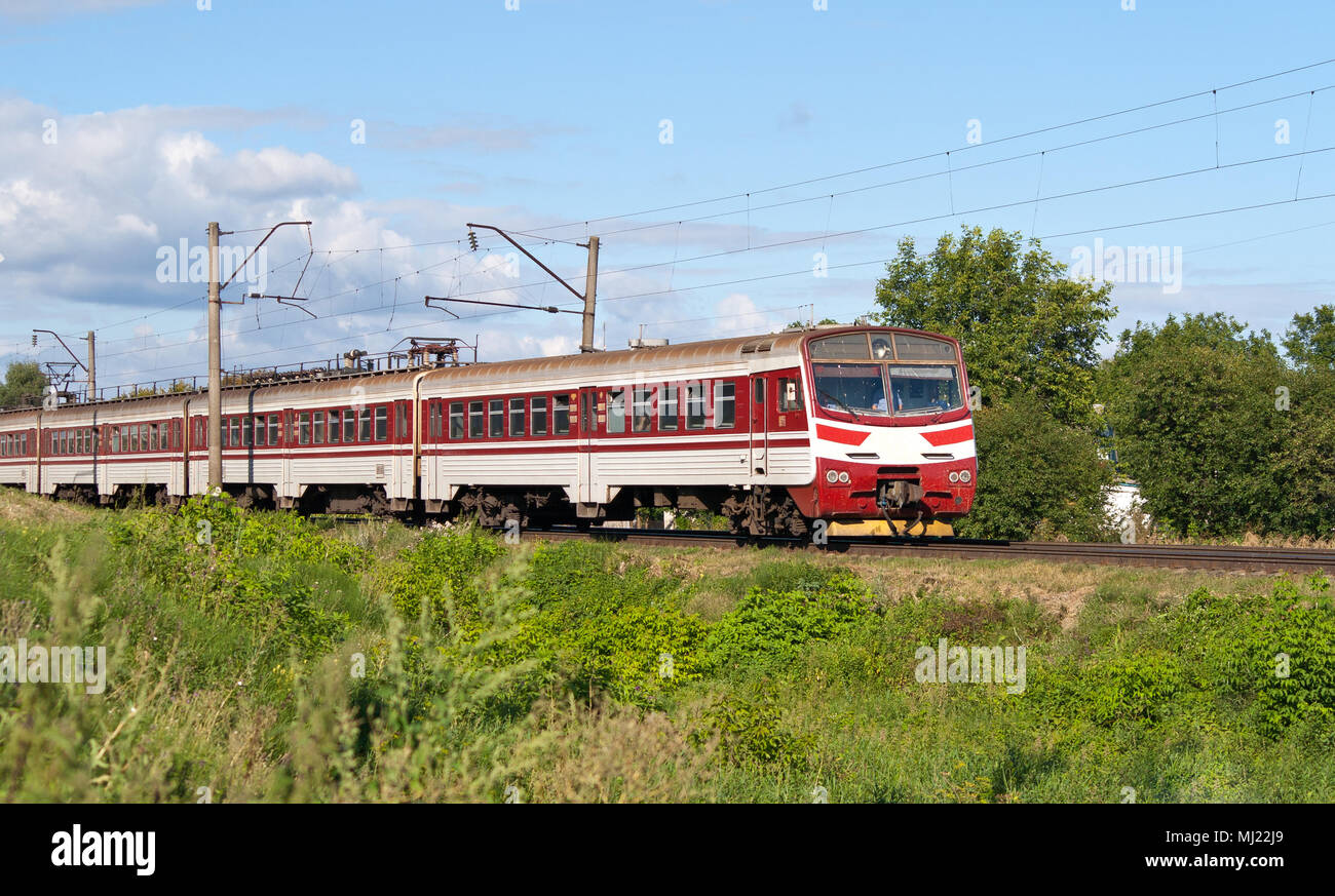Suburban electric train in Kyiv region, Ukraine Stock Photo - Alamy