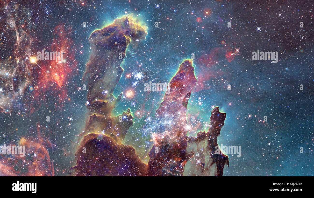 Cosmic galaxy background with nebula, stardust and bright shining stars ...