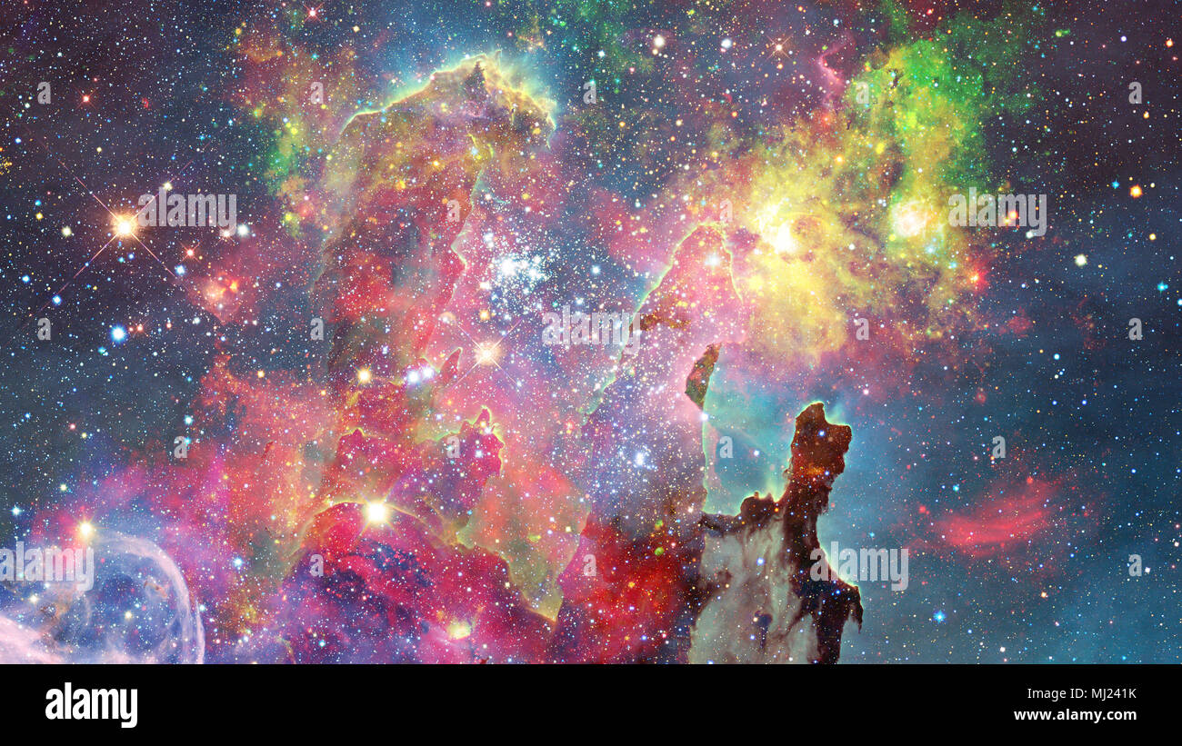 Colorful nebulas, galaxies and stars in deep space. Elements of this ...