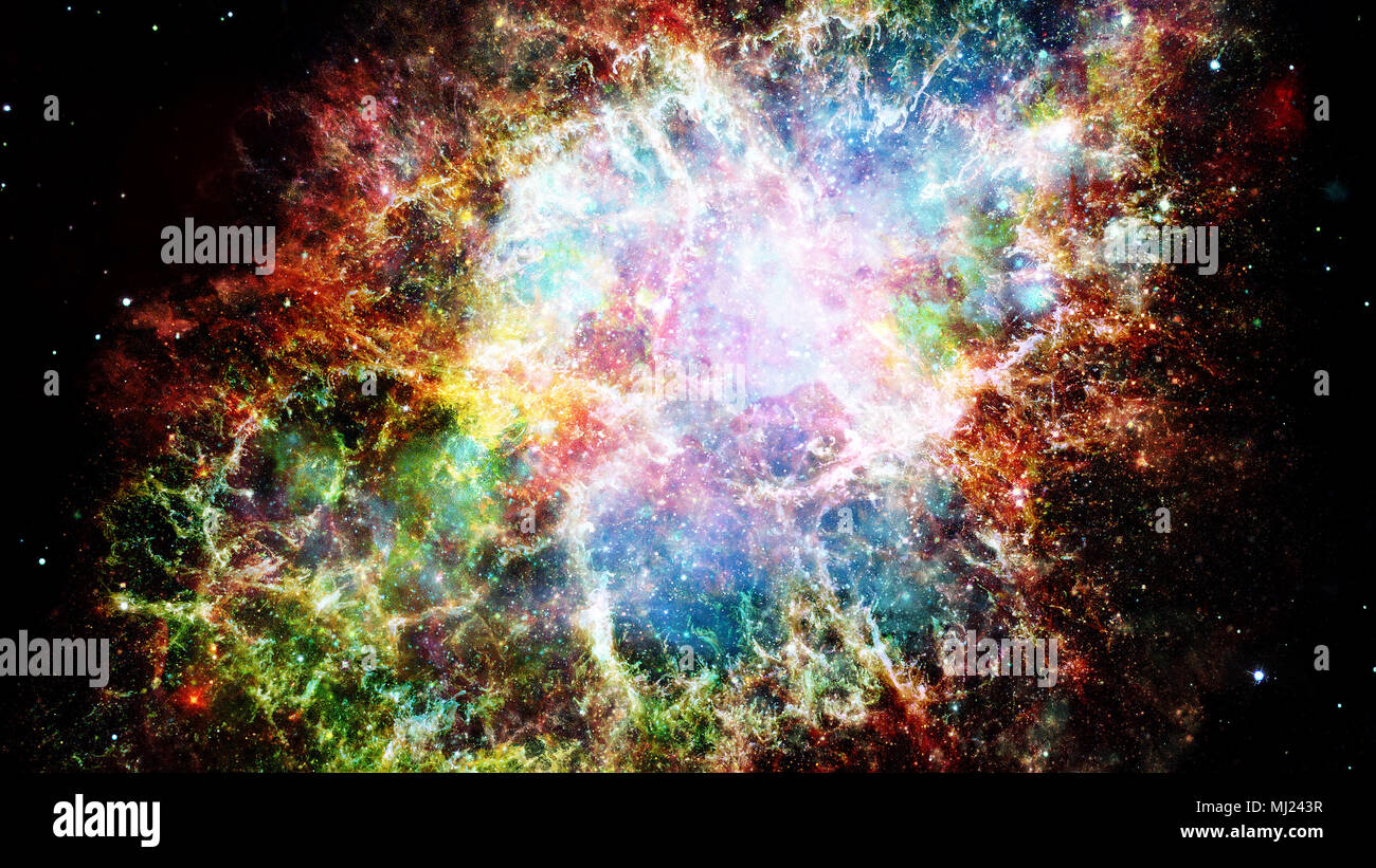 The explosion supernova. Bright Star Nebula. Distant galaxy. New Year ...