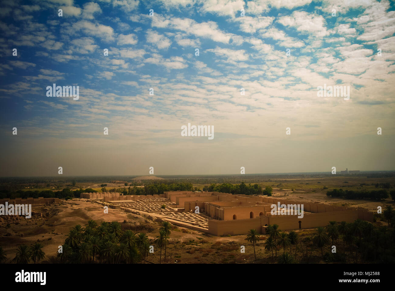 Panorama of partially restored Babylon ruins, Hillah, Iraq Stock Photo ...