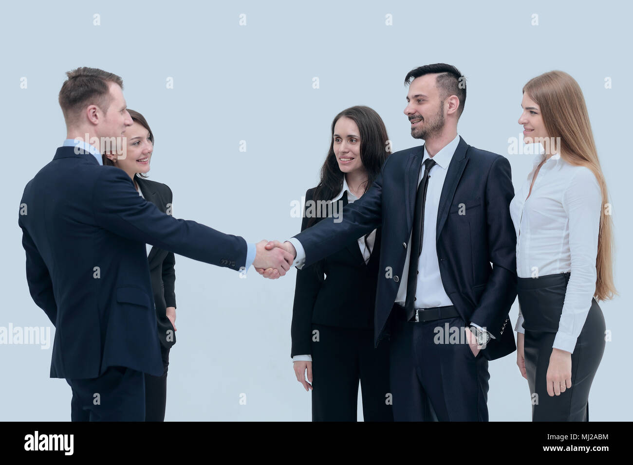 welcome and handshake business partners Stock Photo - Alamy
