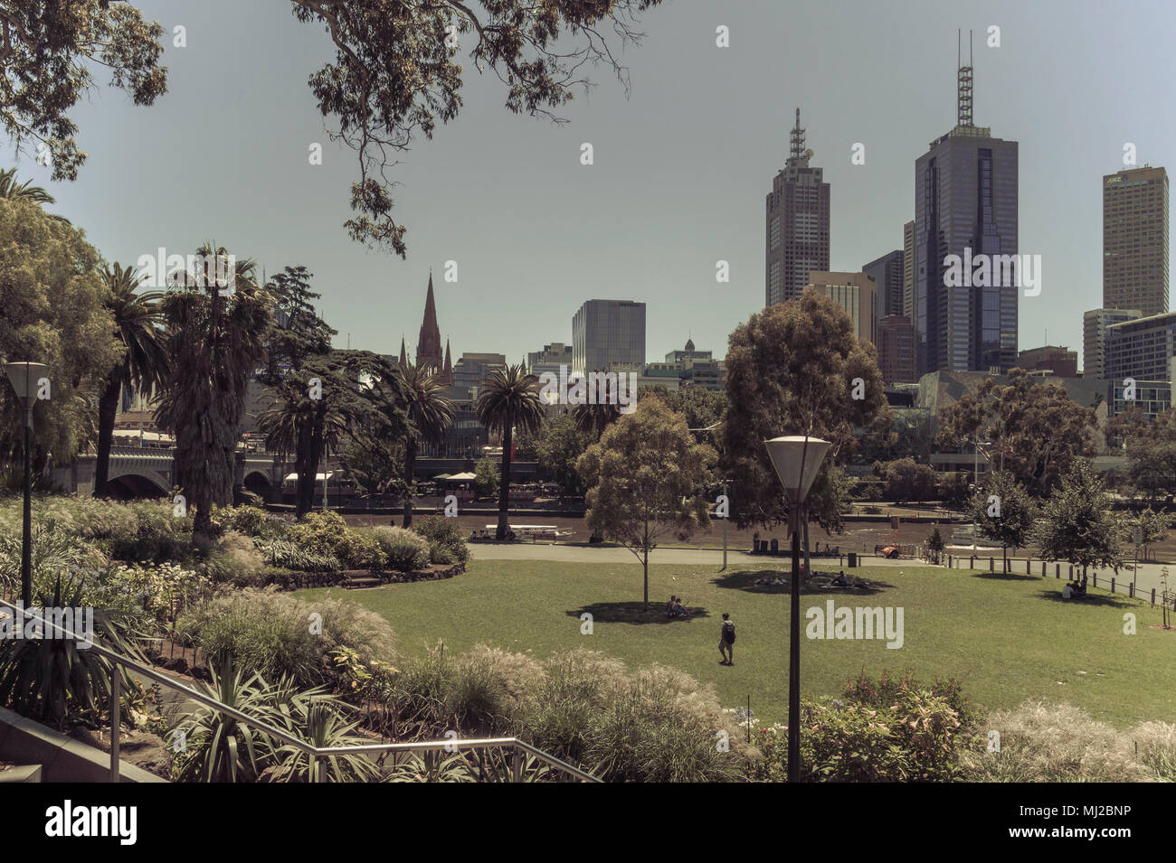 Desaturated split toned image of Melbourne city skyline by Alexandra ...