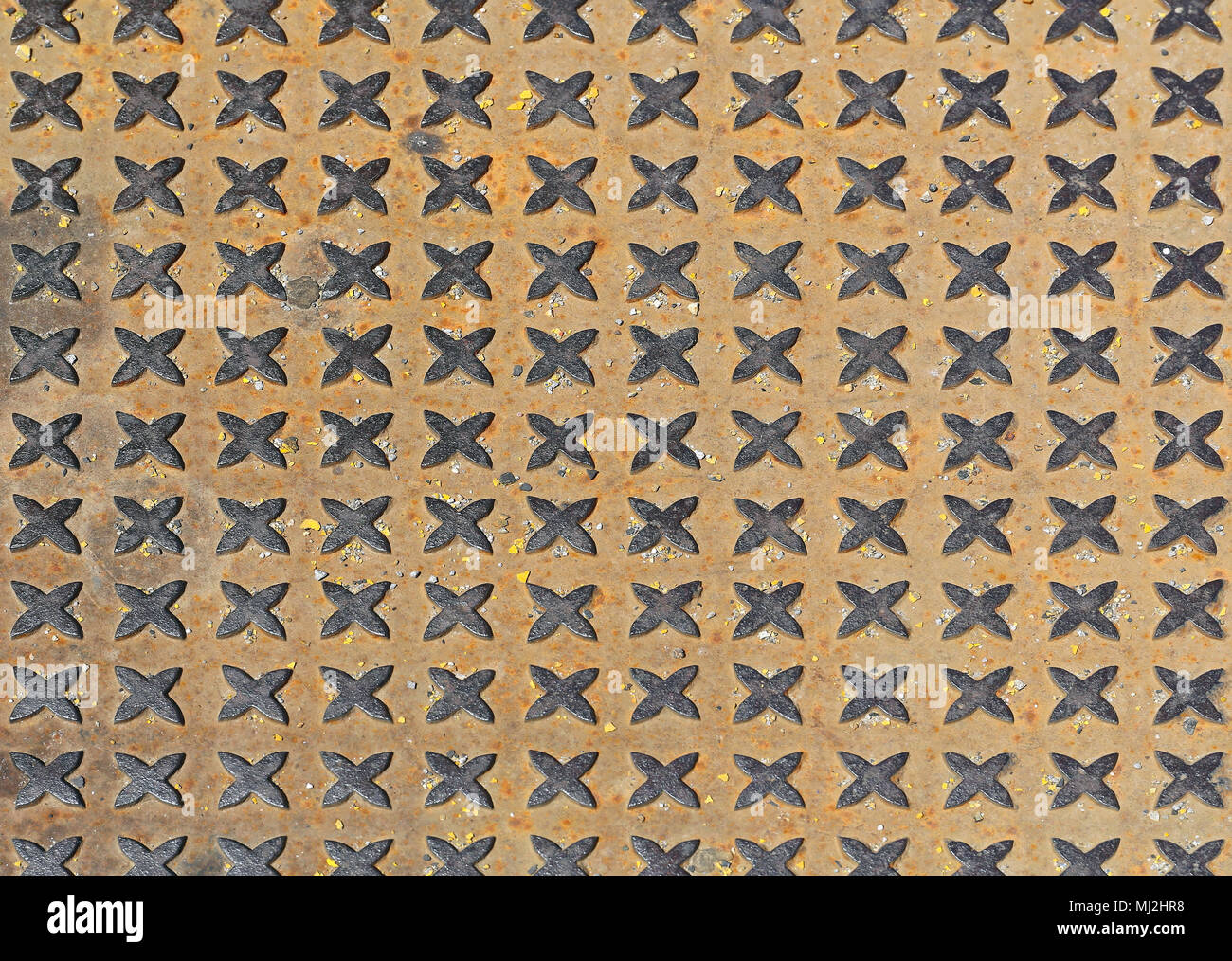 Rugged Industrial Floor With X Pattern Iron Metal Stock Photo - Alamy