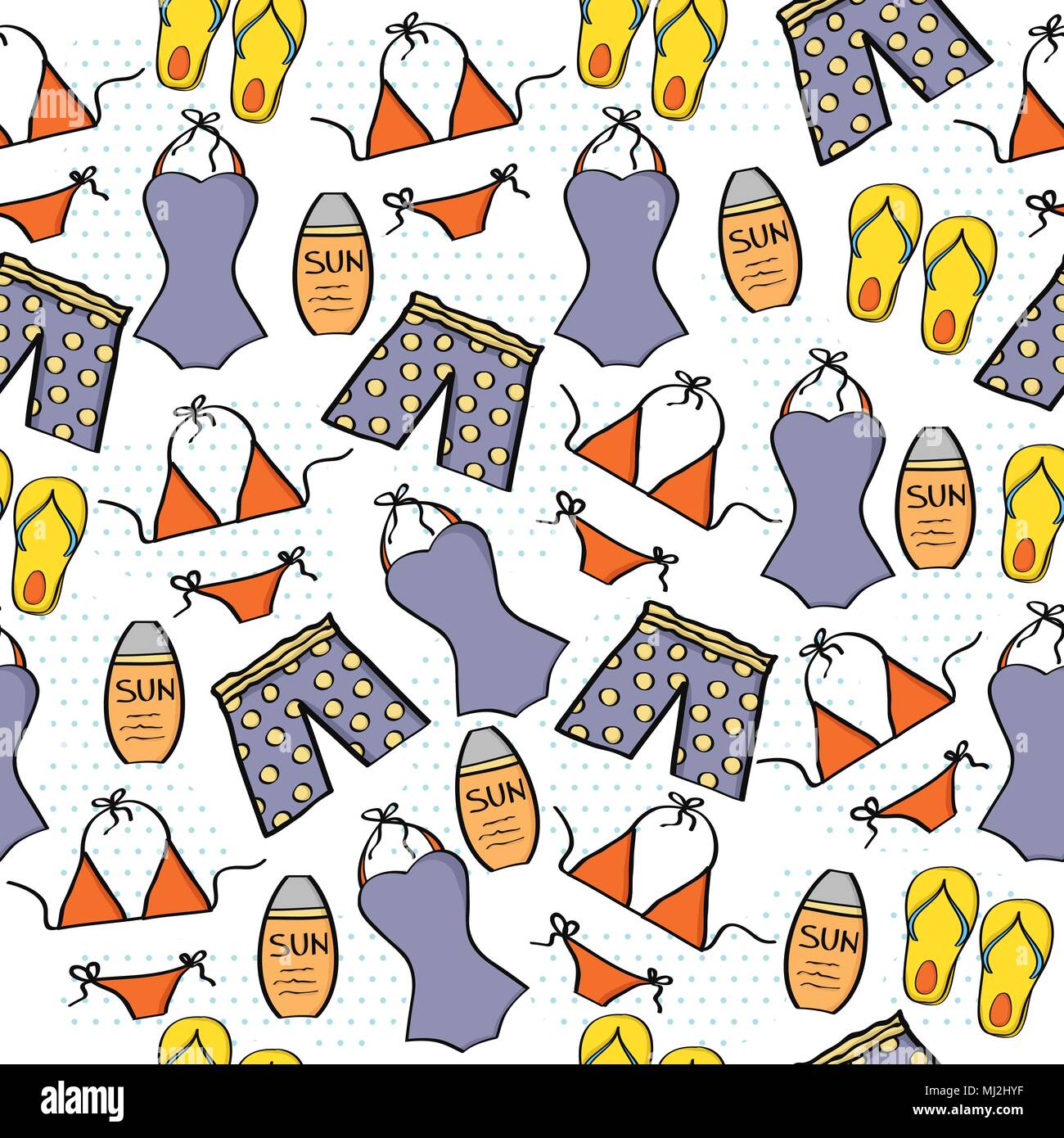 Doodle cartoon seamless pattern summer holiday concept, vector format ...