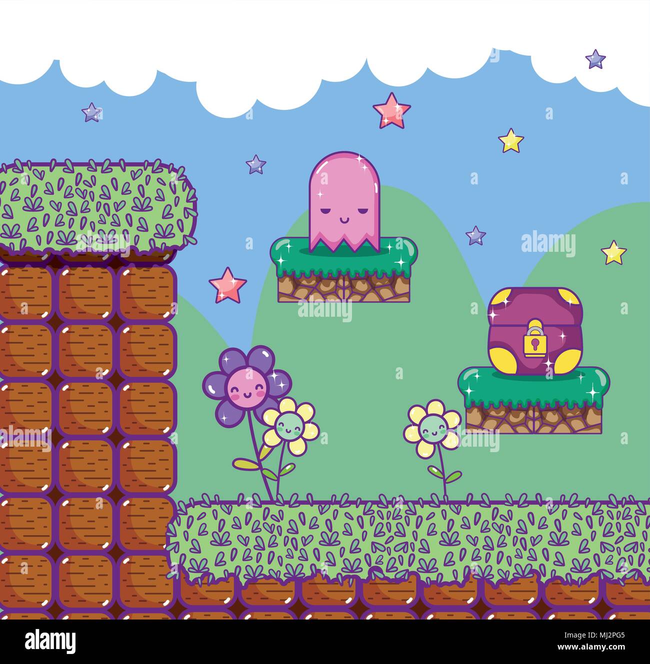 Pixelated retro videogame scenery Stock Vector Image & Art - Alamy