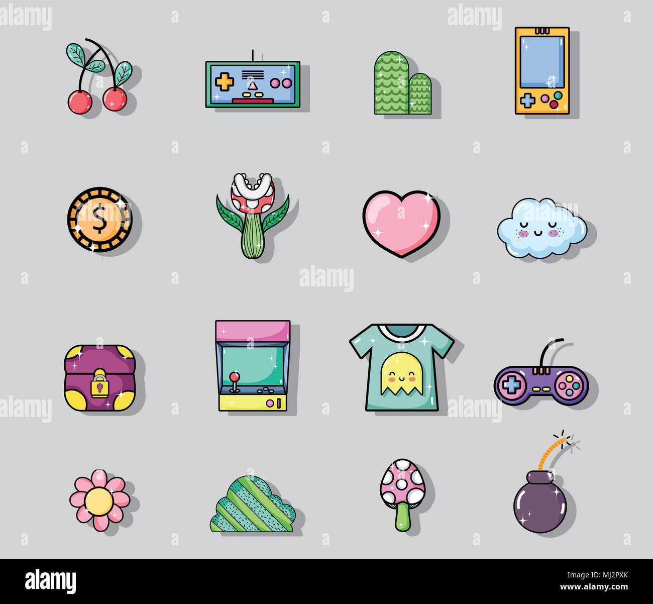 Set of retro videogames items Stock Vector Image & Art - Alamy