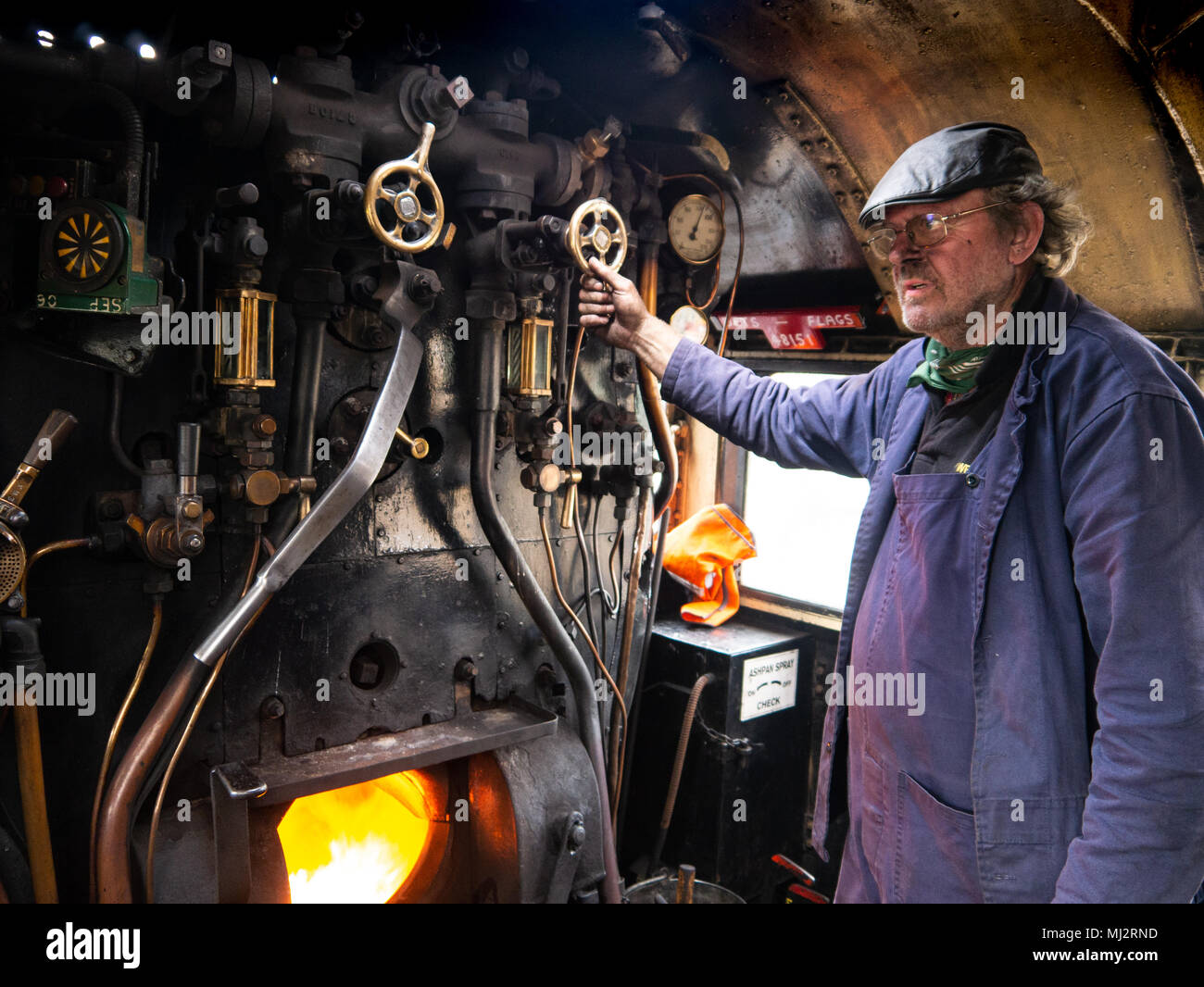 Inside the cab footplate of the steam train, The Dalesman, 48151 ...