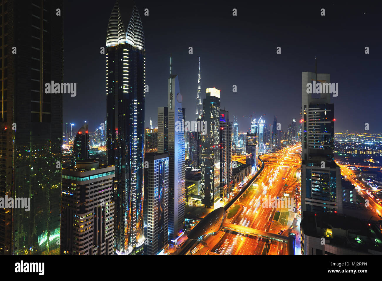 Dubai city buildings at night Stock Photo - Alamy