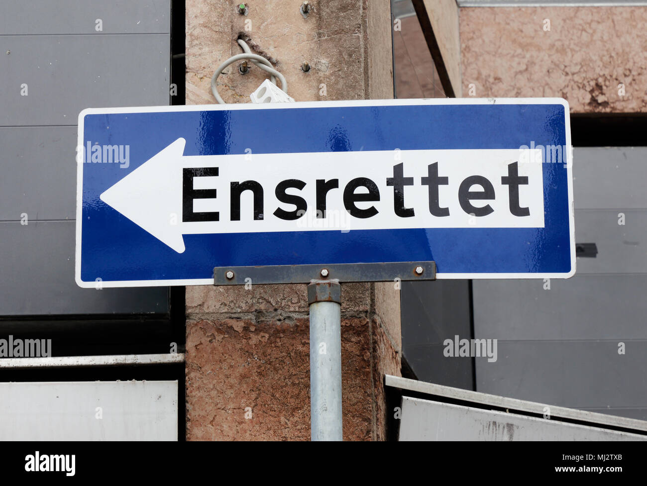 Danish road sign One way only (Ensrettet Stock Photo - Alamy