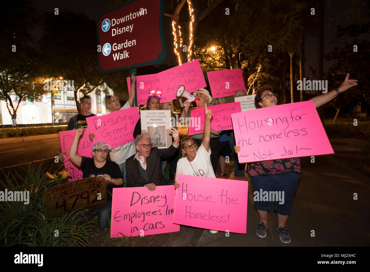 Protesters at the Disney Homelessness Protest in Anaheim CA Stock Photo ...