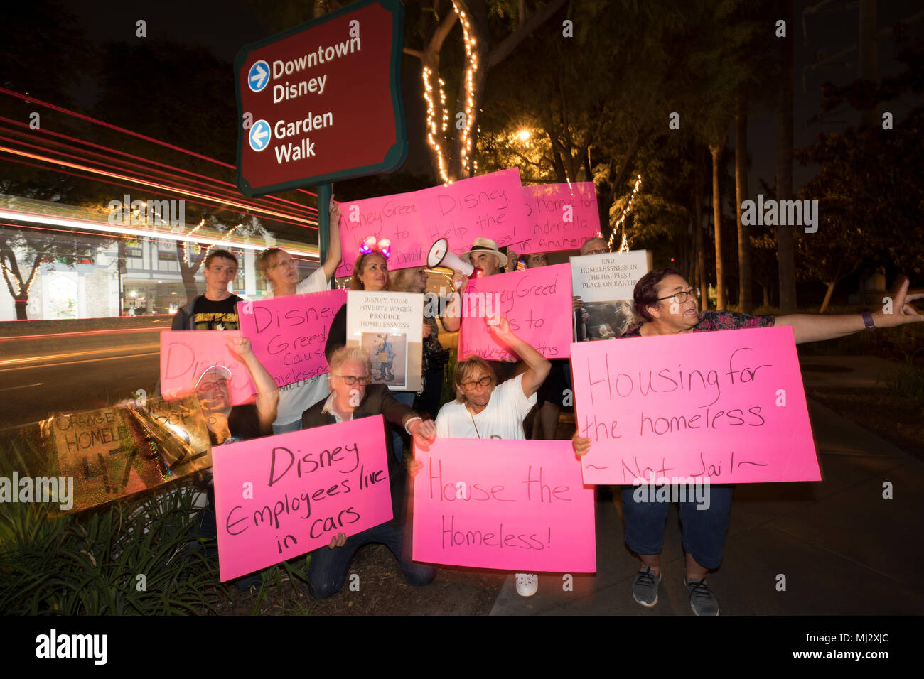Protesters at the Disney Homelessness Protest in Anaheim CA Stock Photo ...