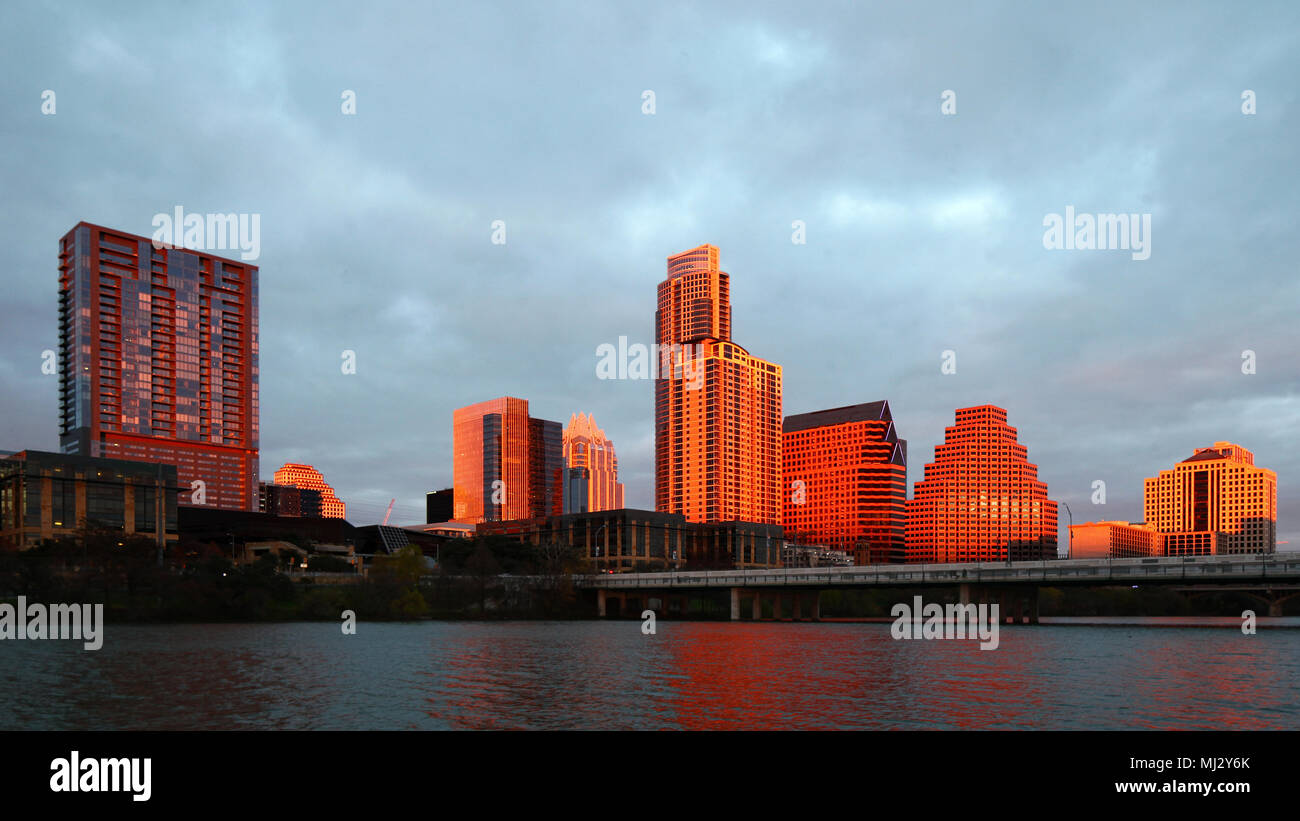 The Austin, Texas skyline glows at sunset Stock Photo - Alamy