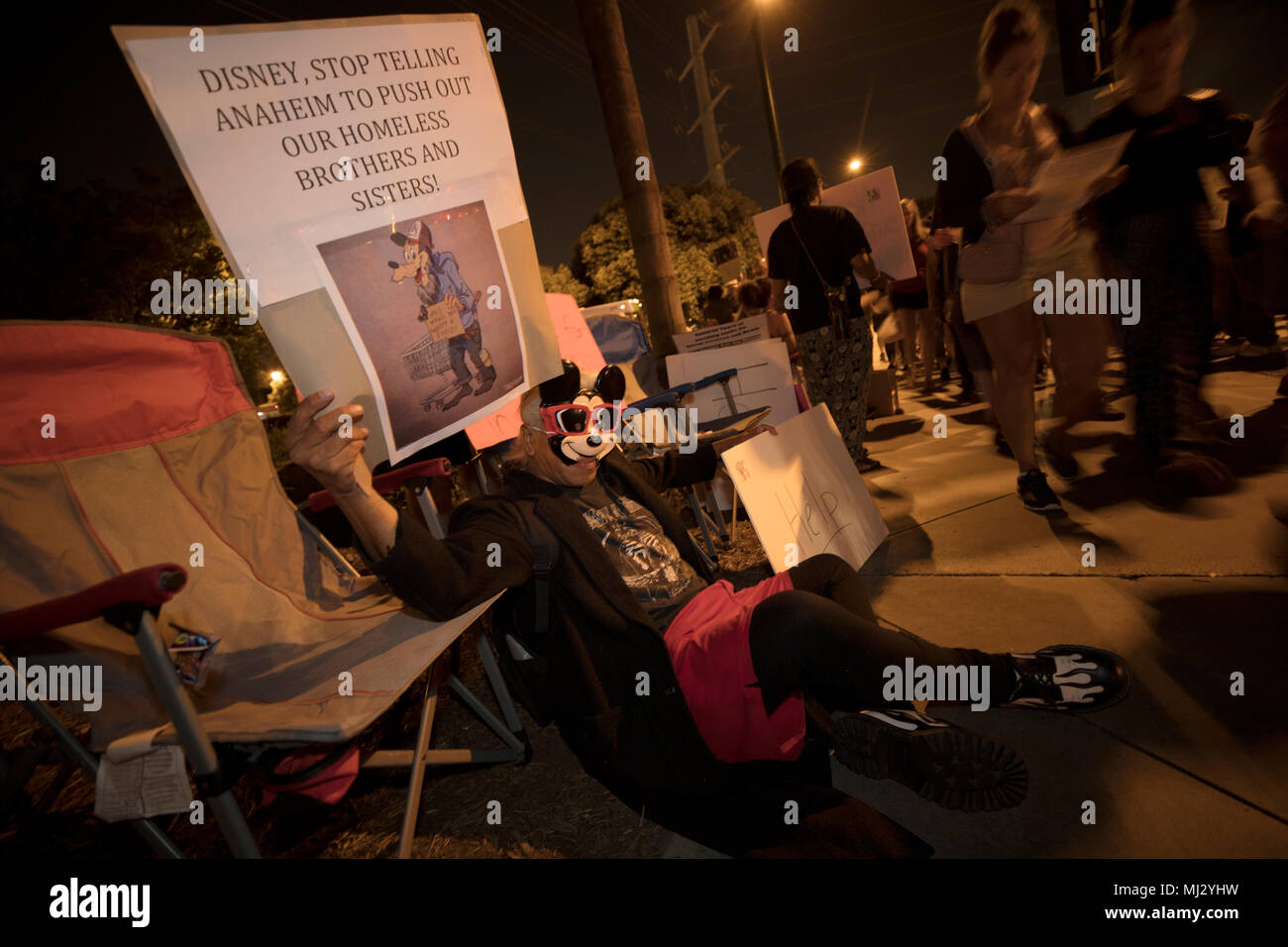Protesters at the Disney Homelessness Protest in Anaheim CA Stock Photo ...