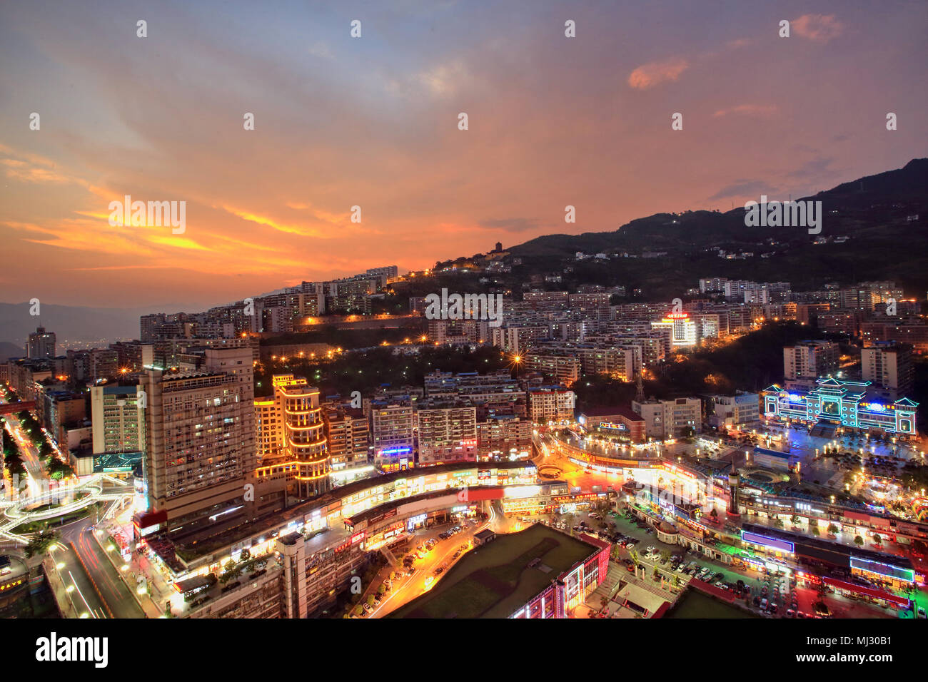 Chongqing fengjie city buildings at night Stock Photo - Alamy