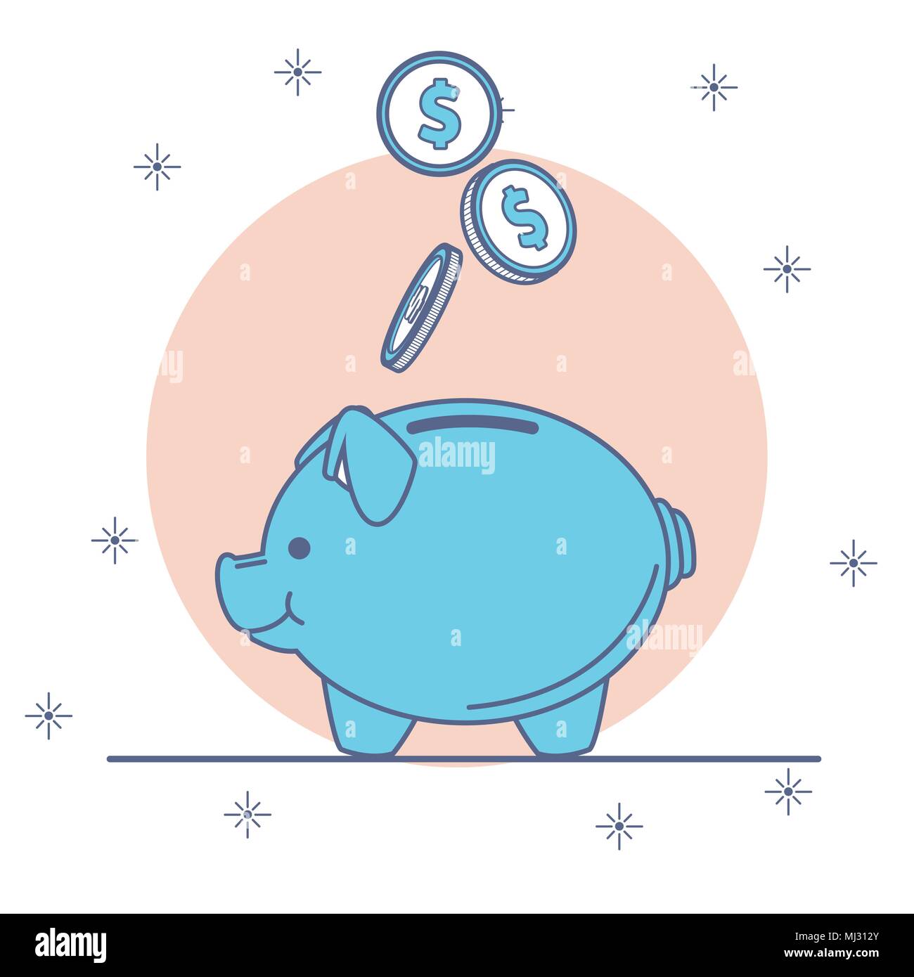 Piggy bank coins falling Stock Vector Images - Alamy