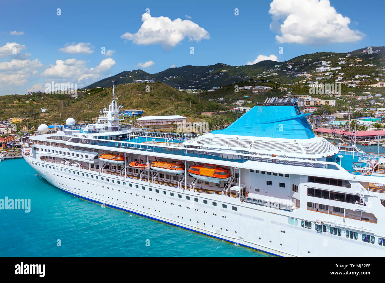 Modern Small Cruise Ship Docked at St Thomas Stock Photo - Alamy