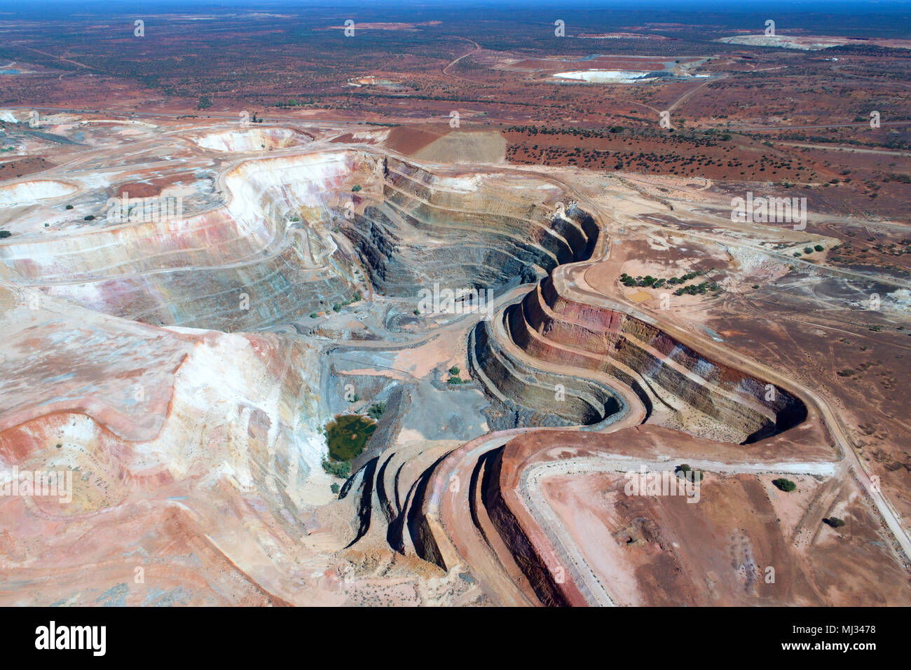 Aerial view of open cut gold mine, Eastern Goldfields, Western ...