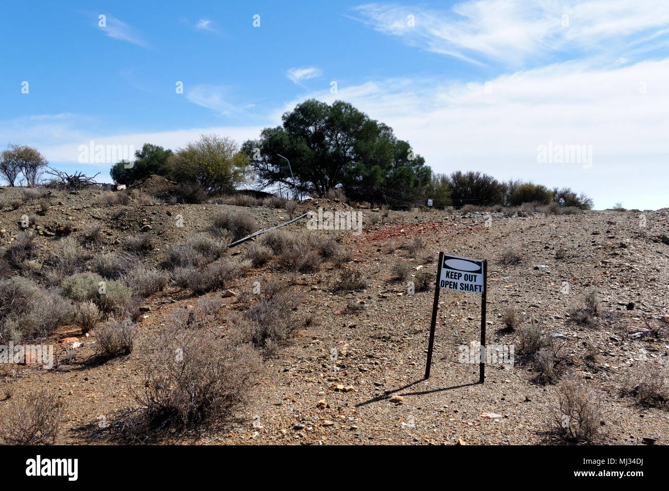 Keep out open mine shaft sign, Eastern Goldfields, Western Australia ...