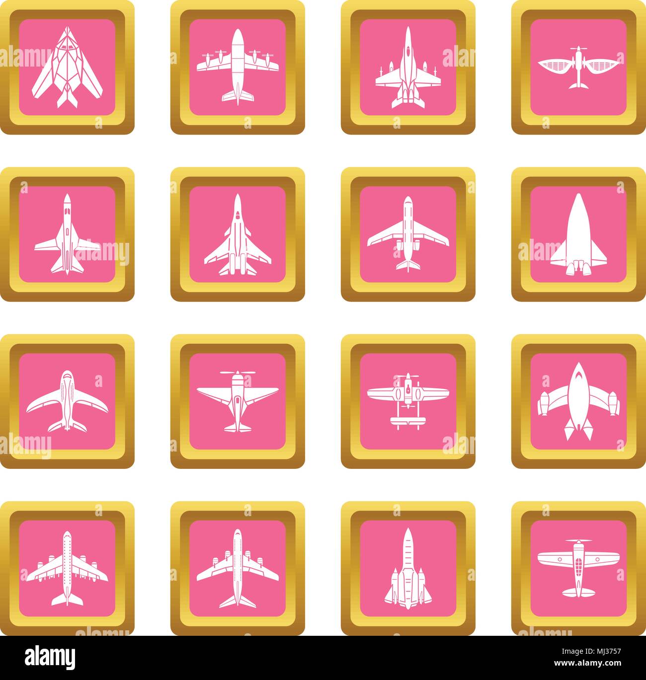 Airplane top view icons set pink square vector Stock Vector Image & Art ...