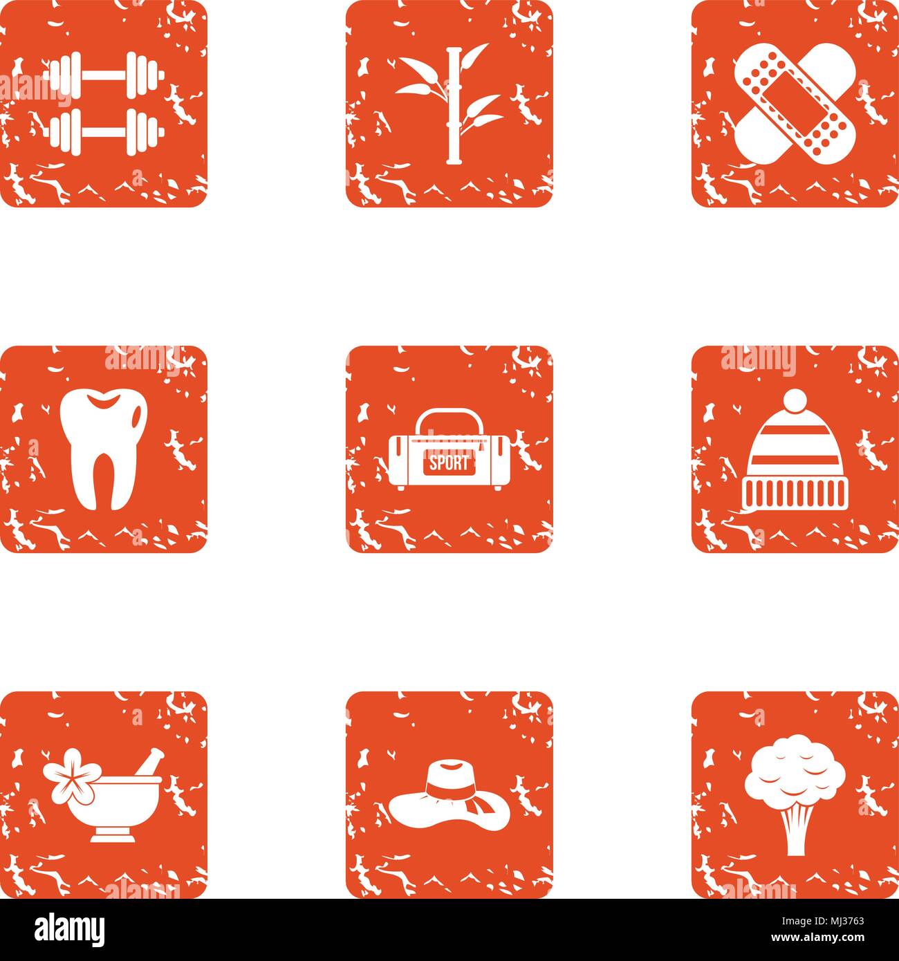 Physical fitness icons set, grunge style Stock Vector Image & Art - Alamy