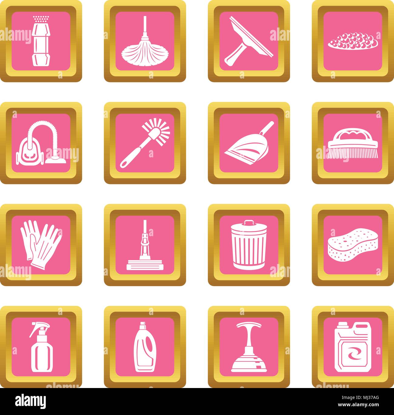 Cleaning icons set pink square vector Stock Vector Image & Art - Alamy