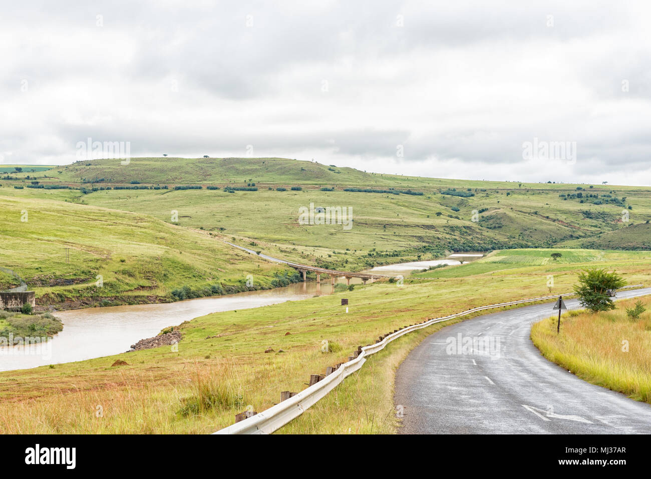 The road bridge over the Tugela River below Woodstock Dam wall near ...