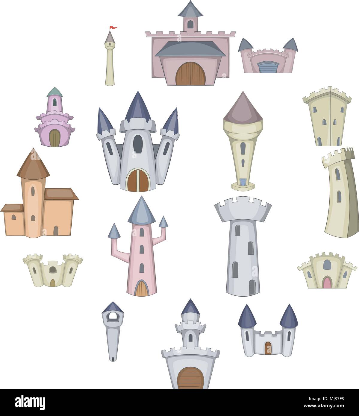 Castle tower icons set, cartoon style Stock Vector Image & Art - Alamy
