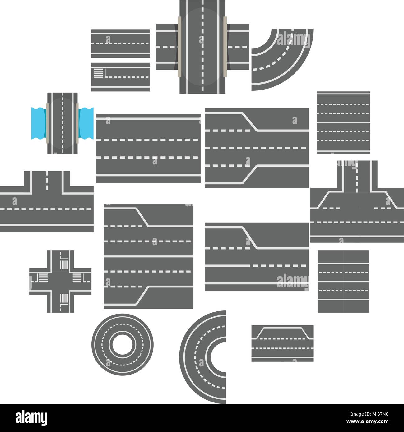 Road elements constructor icons set, cartoon style Stock Vector Image ...