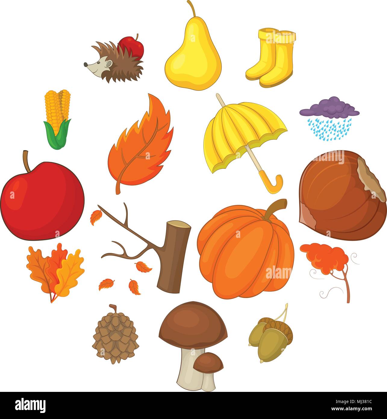 Autumn items icons set, cartoon style Stock Vector Image & Art - Alamy