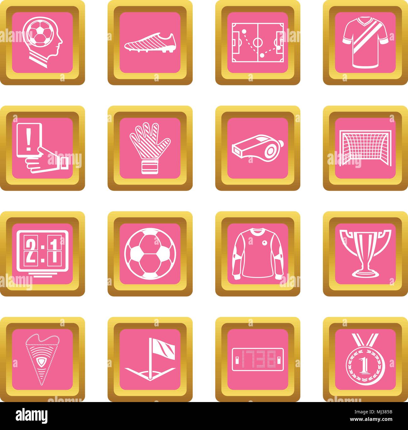 Soccer football icons set pink square vector Stock Vector Image & Art ...