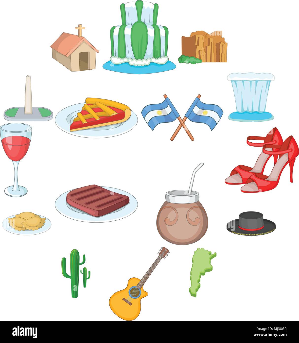 Argentina travel icons set, cartoon style Stock Vector Image & Art - Alamy