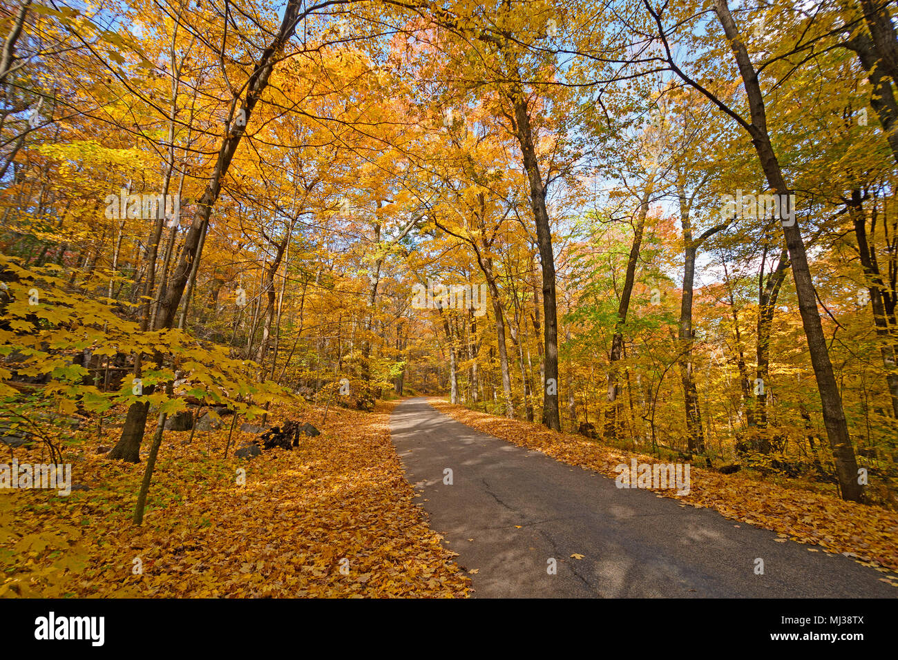 Rural Road in the Fall in Devils Lake State Park in Wisconsin Stock ...