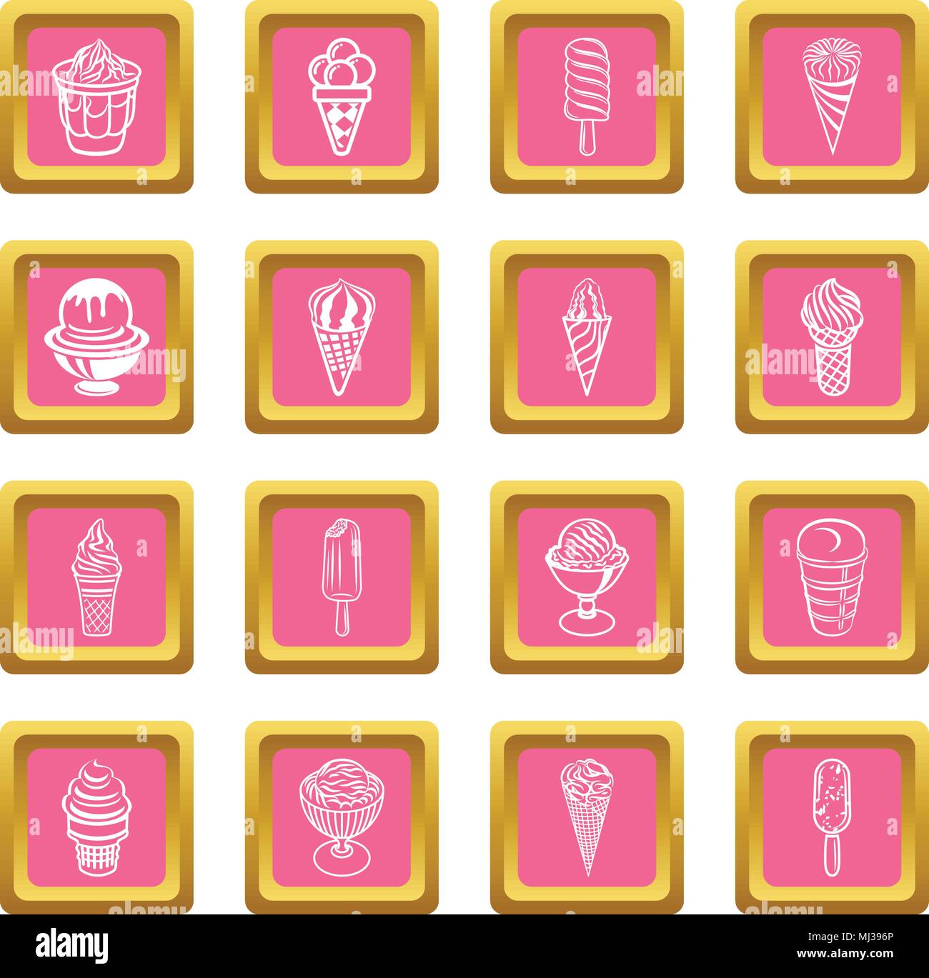 Ice cream icons set pink square vector Stock Vector Image & Art - Alamy